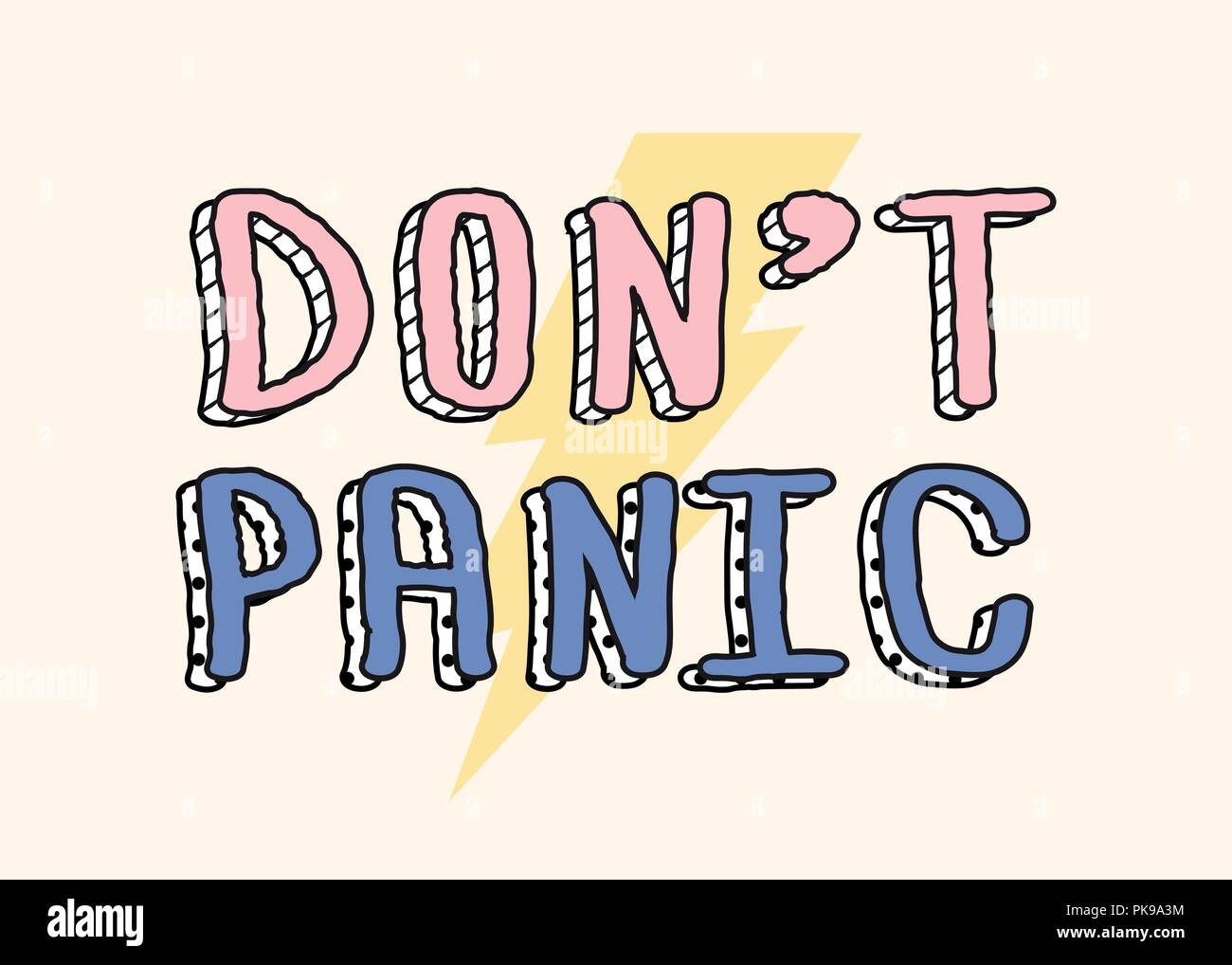 Dont panic - calligraphy lettering quote. Creative adventure motivation ...