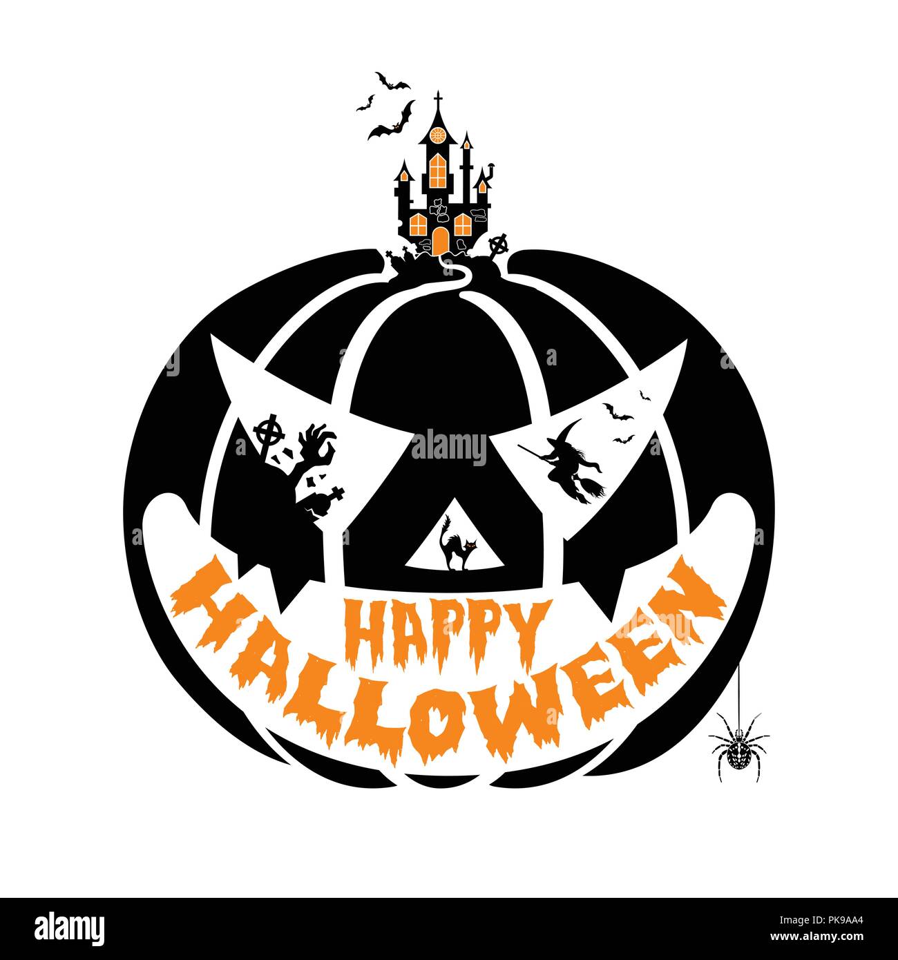 Scary cat pumpkin happy Cut Out Stock Images & Pictures - Alamy