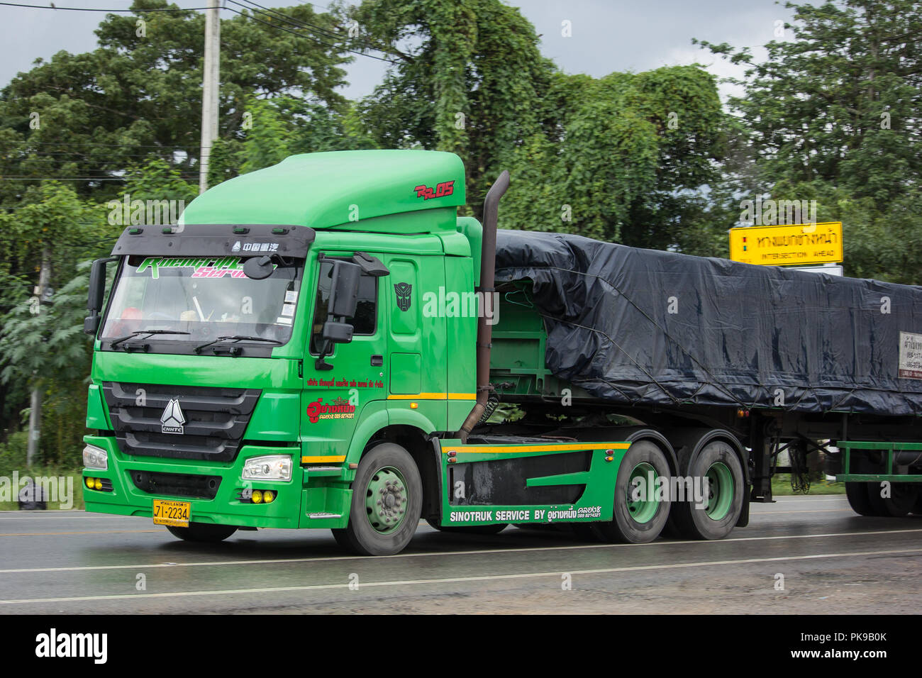 Chiangmai, Thailand - August 3 2018: Private CNHTC Truck and Container ...