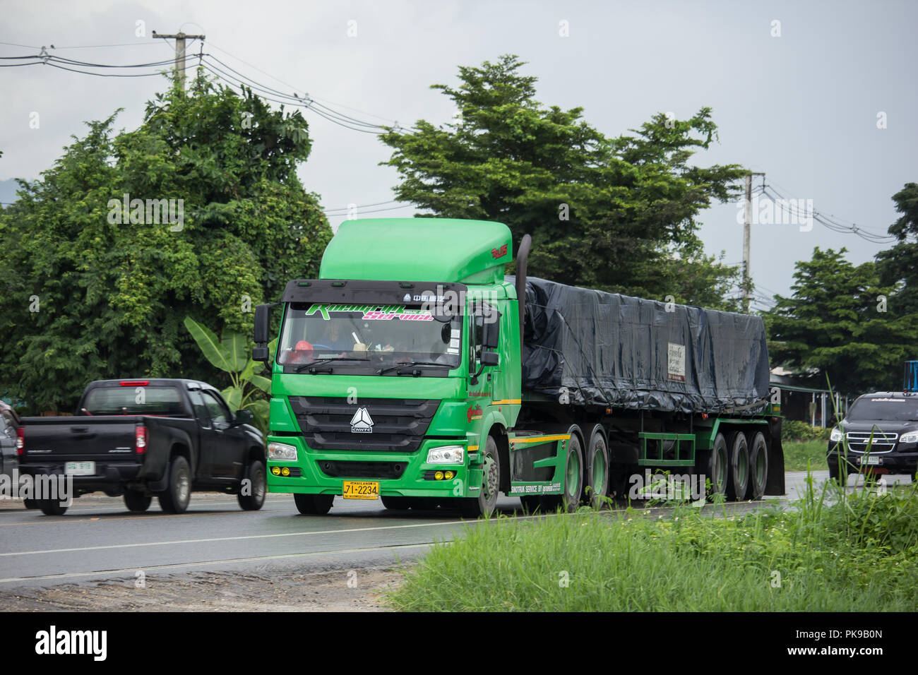 Chiangmai, Thailand - August 3 2018: Private CNHTC Truck and Container ...