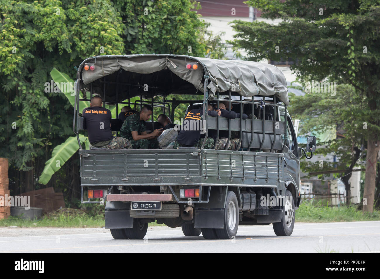 Chiangmai, Thailand - August 7 2018: Military Hino truck of Royal Thai ...
