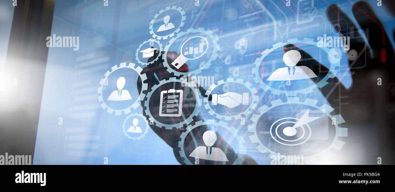 Human resources management with recruitment business working concept ...