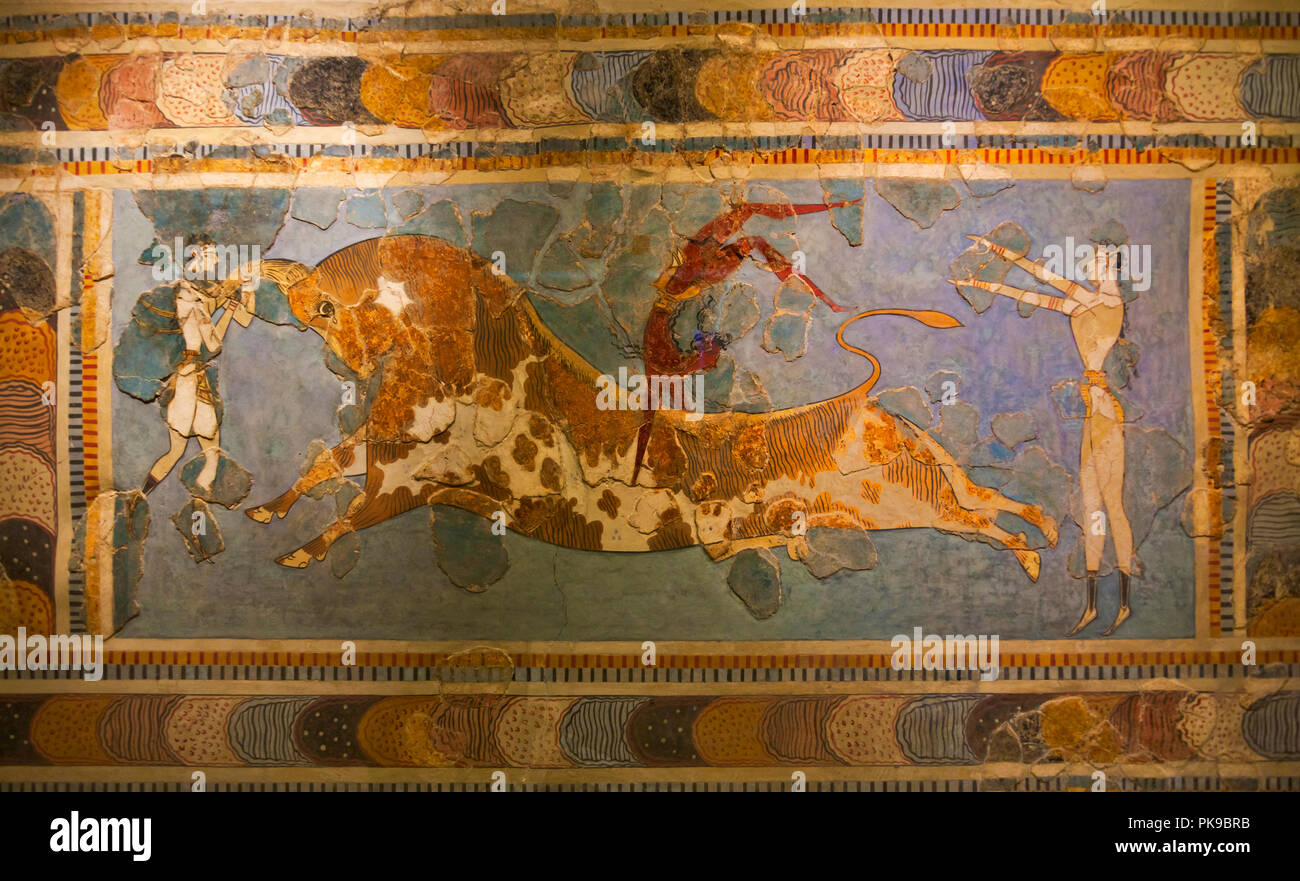 Mural, Heraklion museum, Crete Island, Greece Stock Photo - Alamy