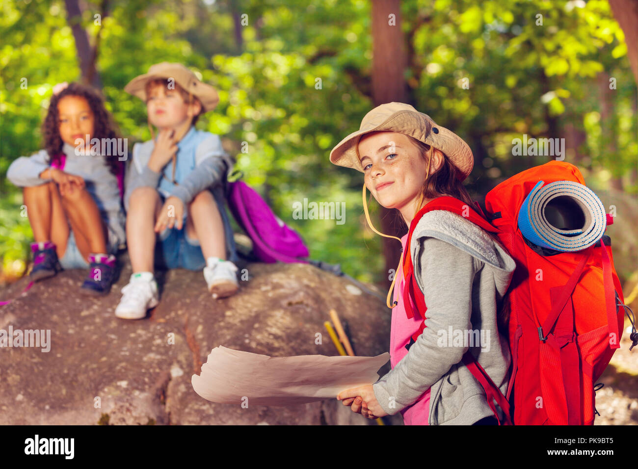 Activity to learn navigation treasure hunting game Stock Photo - Alamy