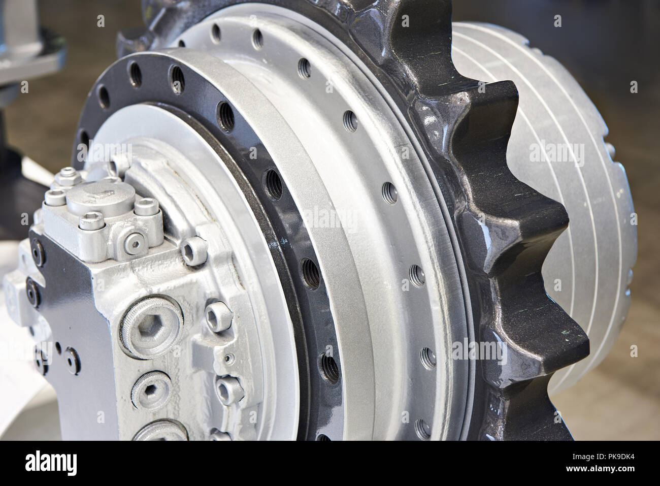 Track drive for excavators on stand exhibition Stock Photo - Alamy