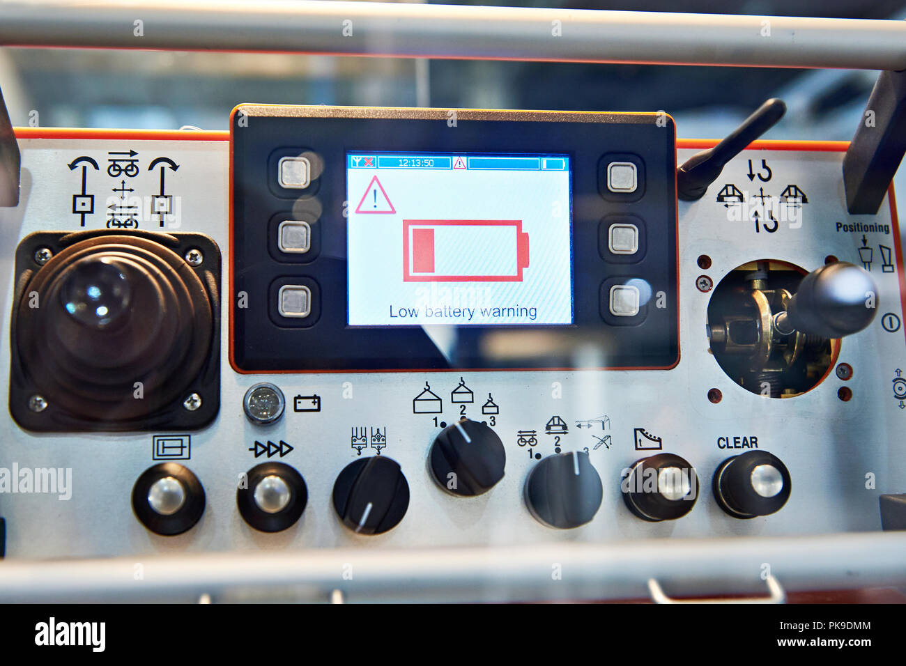 Discharged battery control panel construction tower crane Stock Photo ...