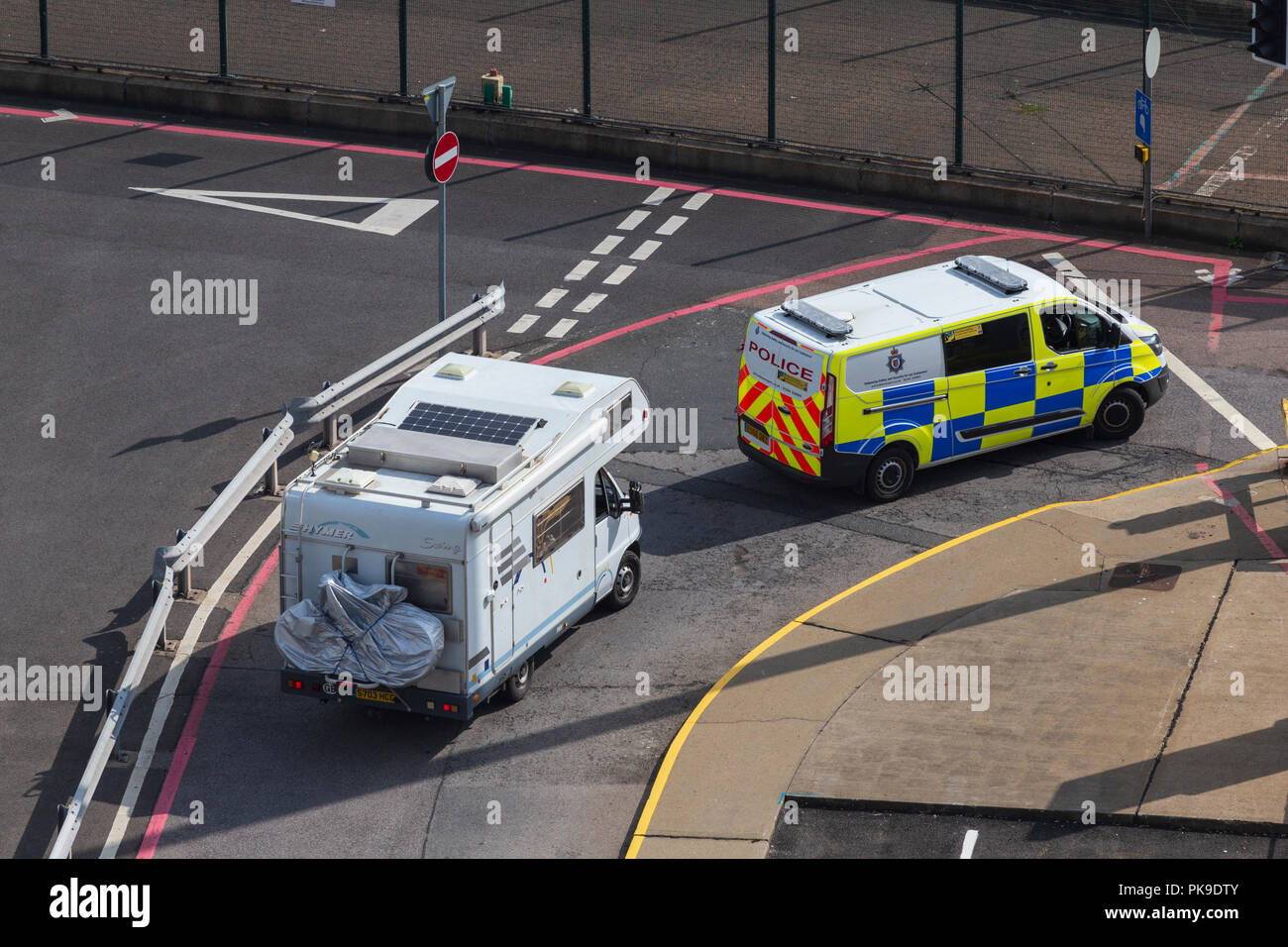 Port of Dover Police Van and Mobile Home Recently Arrived on a Cross ...