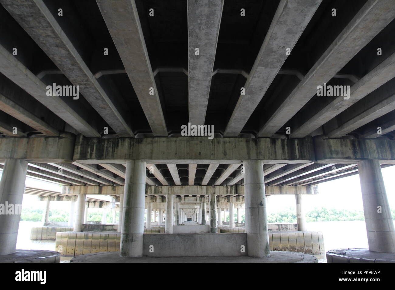 The structure of the beams and bunting for bearing under the bridge ...