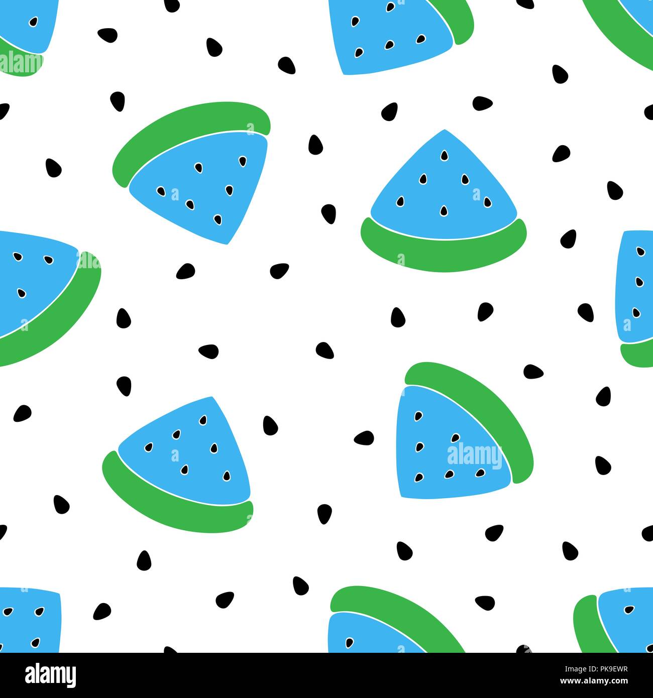 Seamless blue watermelons pattern. Vector background watermelon slices ...