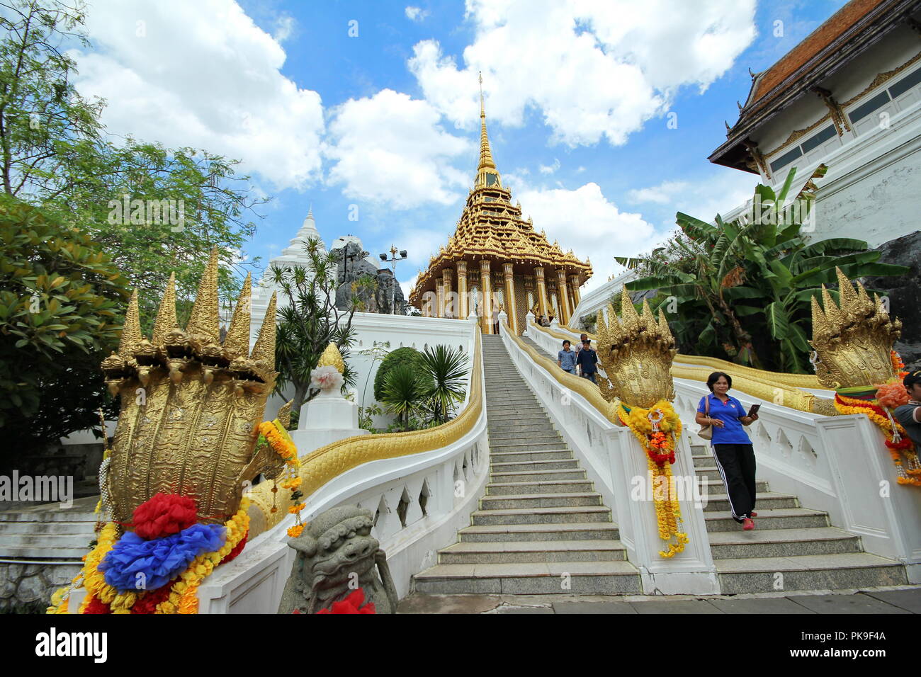 Saraburi ,Thailand,30 July 2018,Tourists and Buddhists came respect Lord Buddha’s footprint at ...
