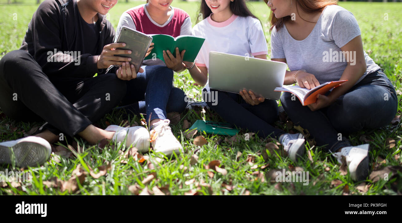 Adult students on lawn school hi-res stock photography and images - Alamy