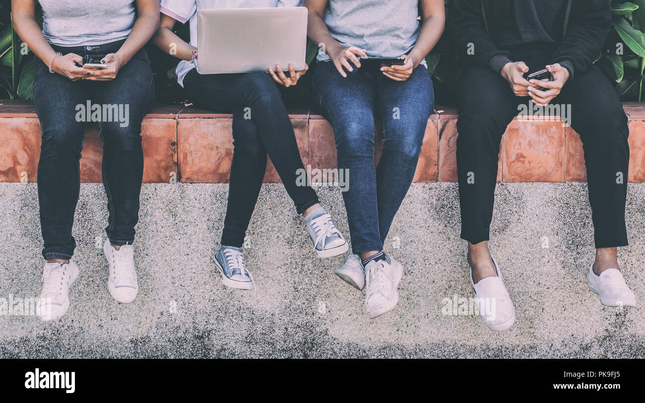 young people being used computer and tablet. education and technology ...