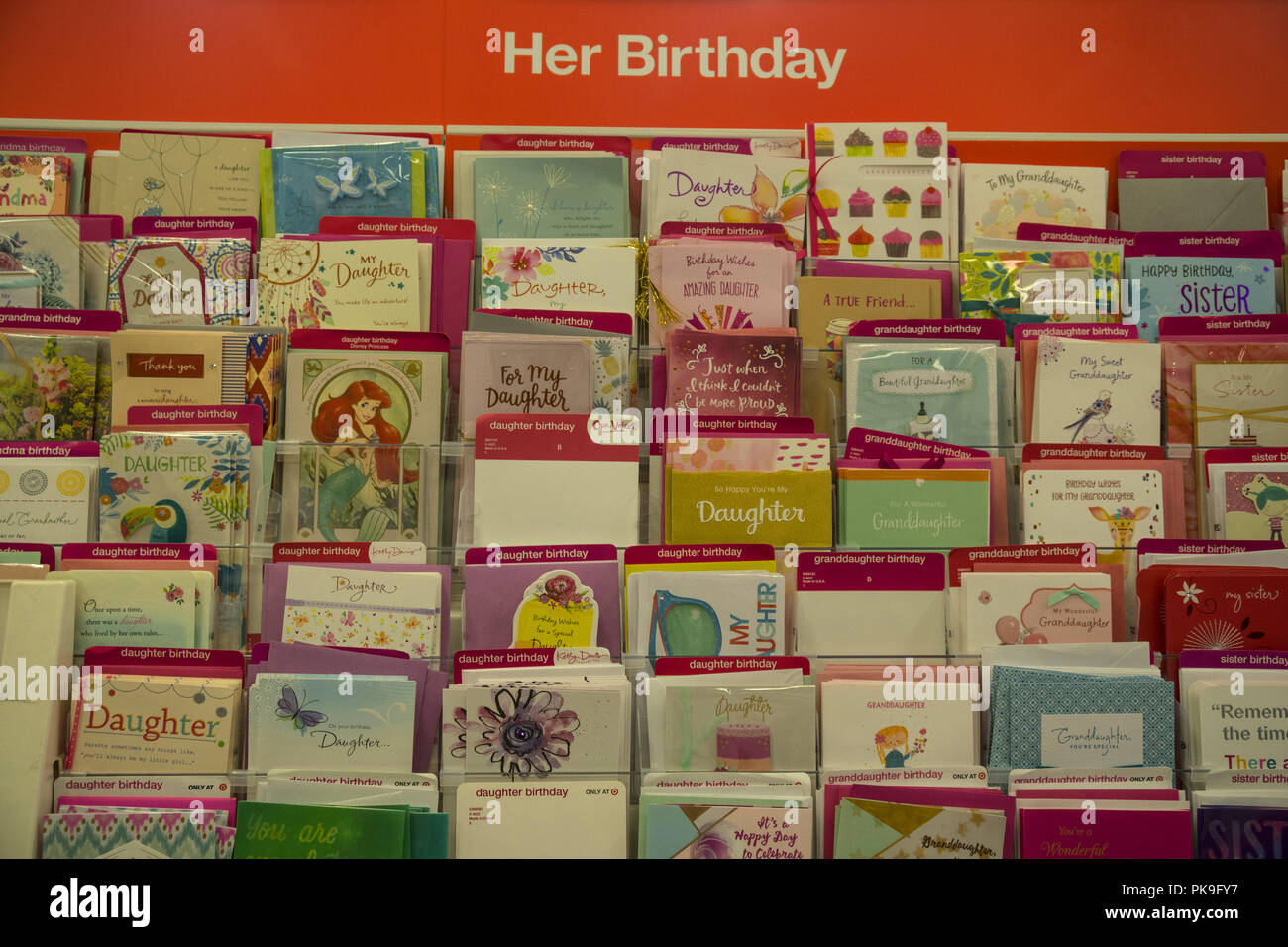 Birthday cards display at a store in Manhattan, New York City Stock ...