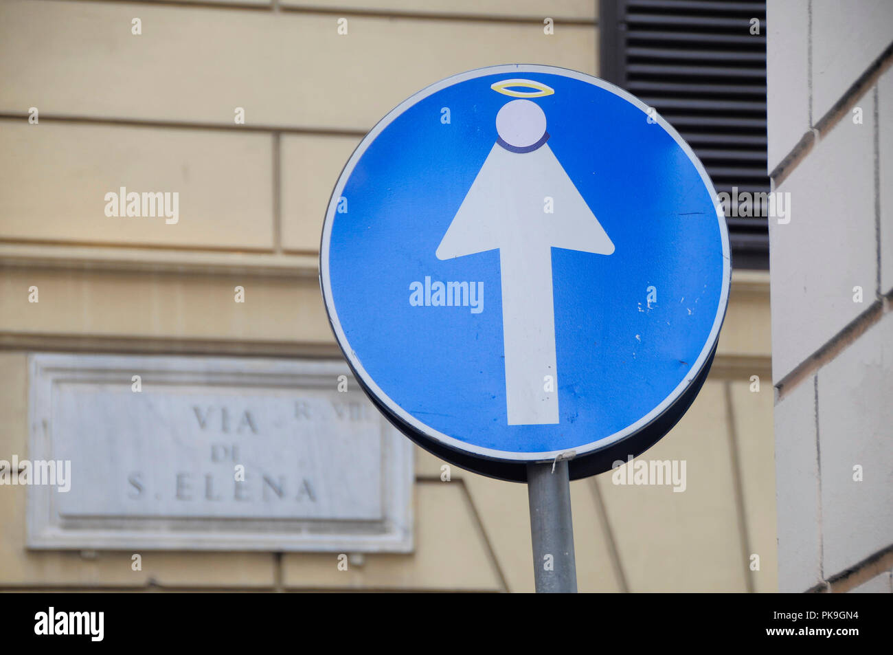 Italy, Lazio, Rome, Road sign Stock Photo - Alamy