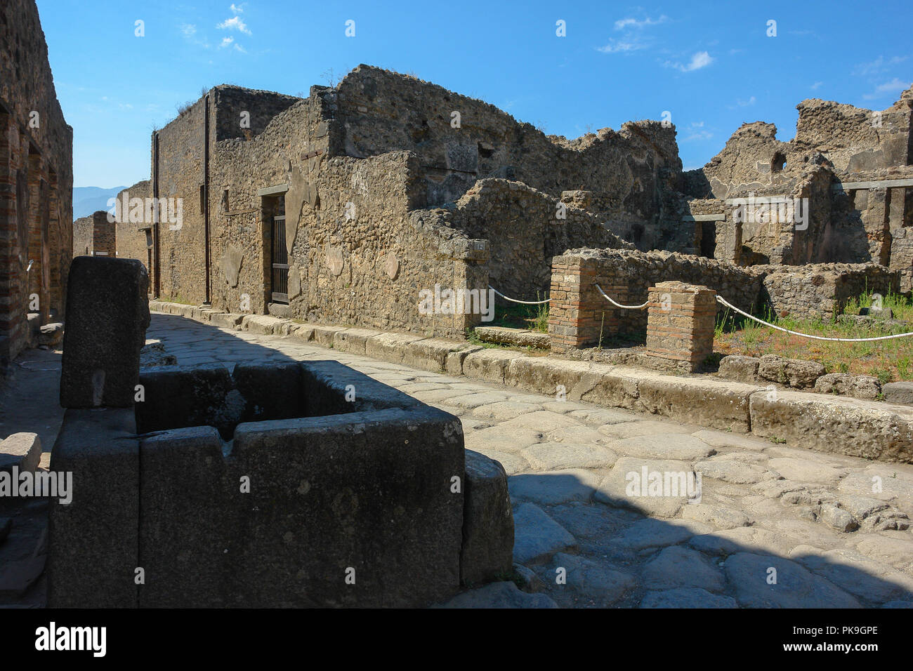 Ruins of the ancient roman city of Pompeii, which was destroyed by the ...