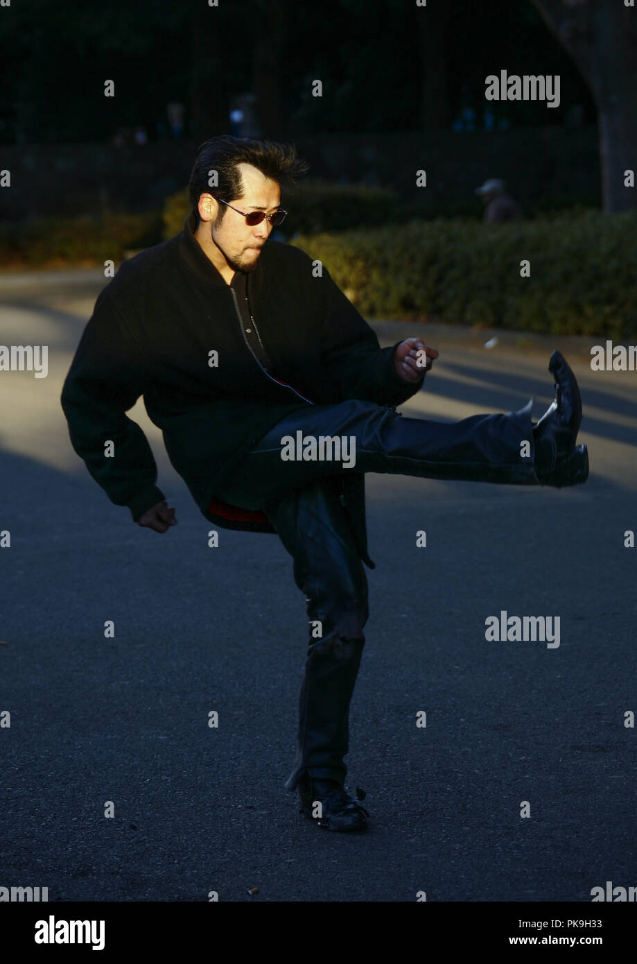 Japanese rockabilly man dacing in Yoyogi park, Kanto region, Tokyo ...