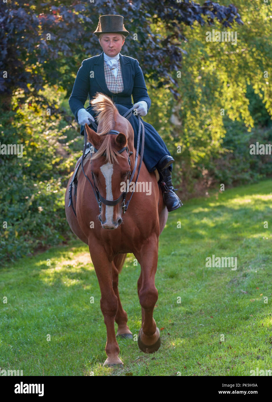 Woman riding side saddle hi-res stock photography and images - Alamy