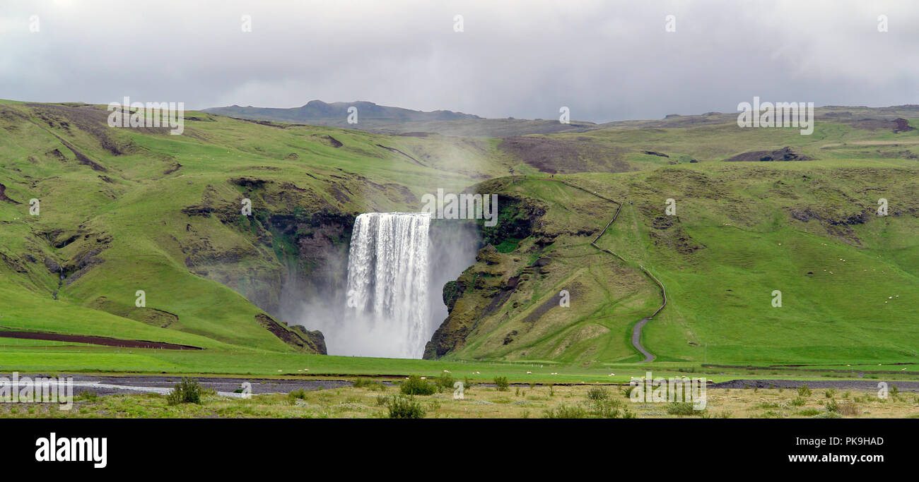 Skogafoss waterfall - Skogar village, Iceland Stock Photo - Alamy