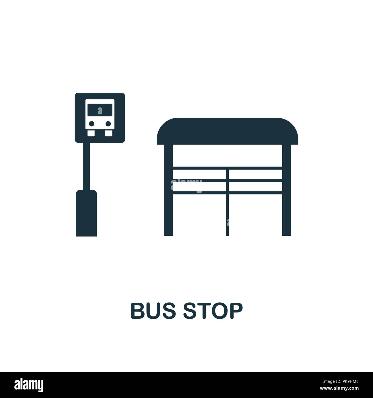 Bus Stop icon. Monochrome style design from city elements collection ...