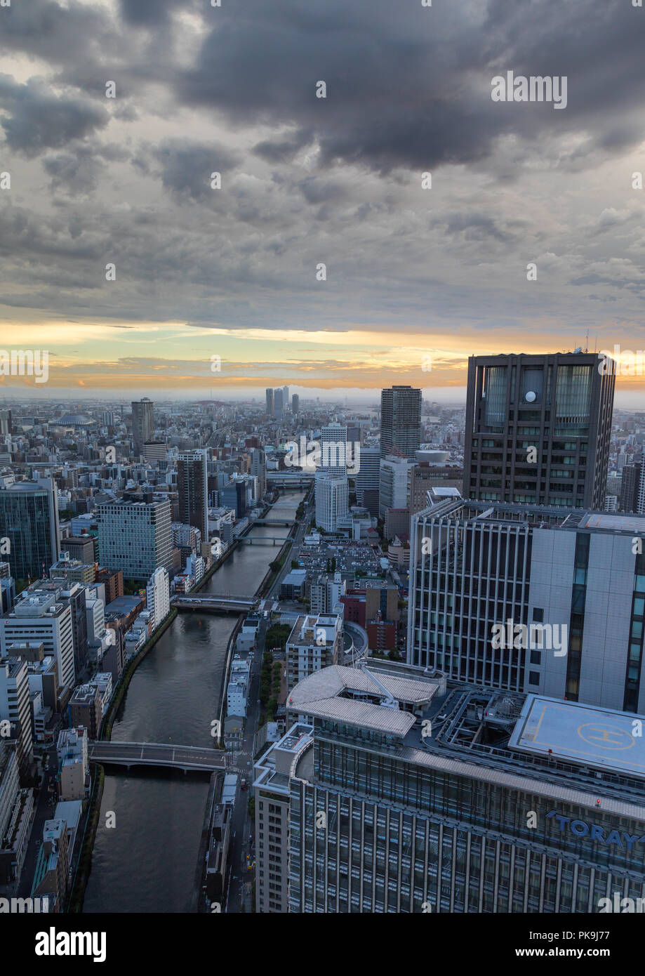 Cityscape at sunset, Kansai region, Osaka, Japan Stock Photo - Alamy