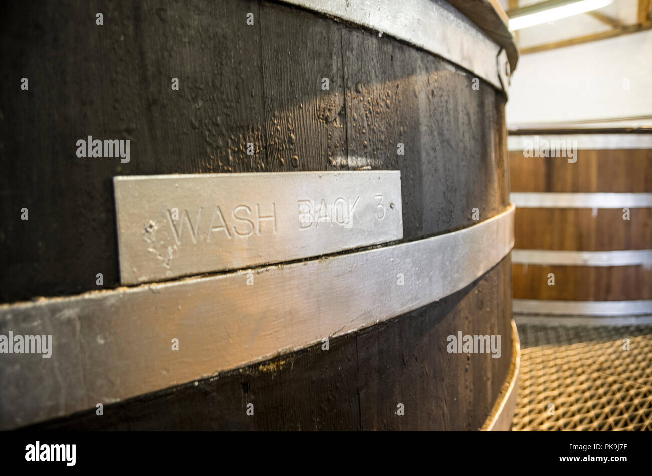 Traditional Wooden Oregon pine Wash back in Bruichladdich Distillery ...