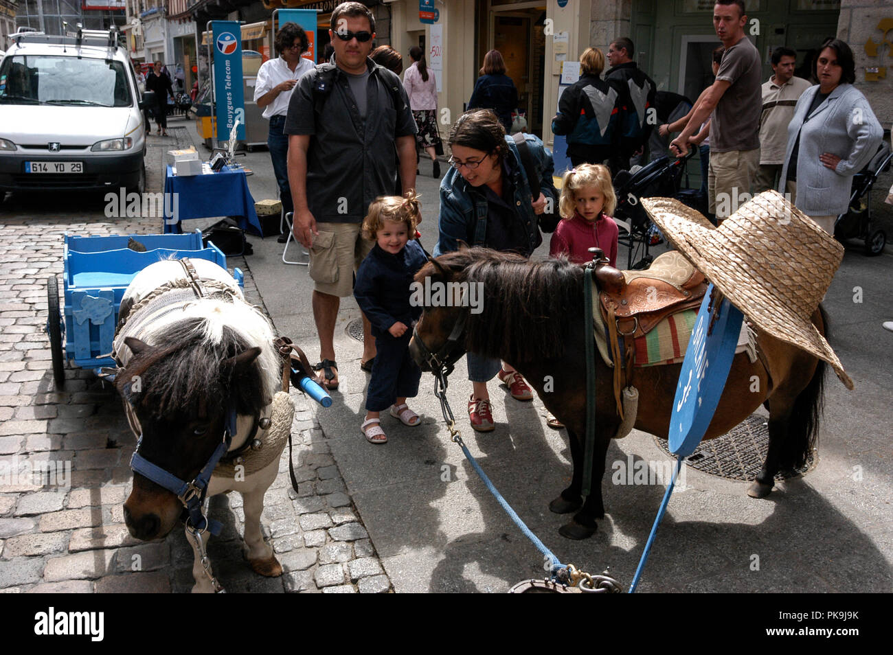 Pony rides for small children in Quimper, located in the province of ...