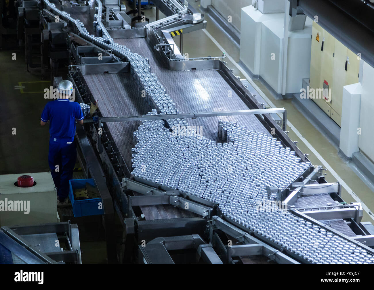 Production of Asahi beer inside Asahi breweries, Kyushu region, Fukukoa ...