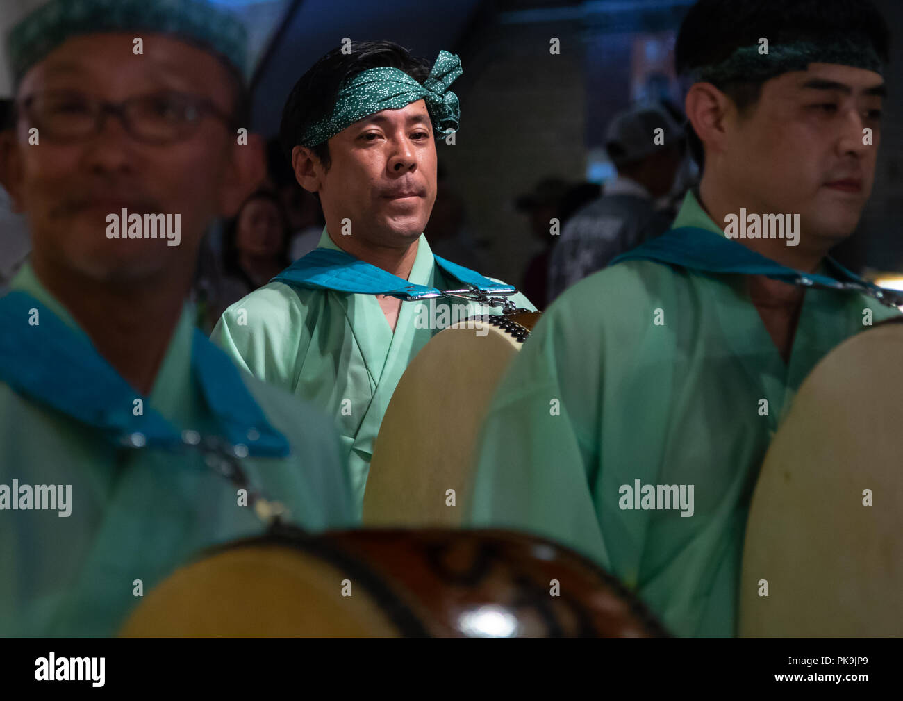 Japanese musicians during the Koenji Awaodori dance summer street ...