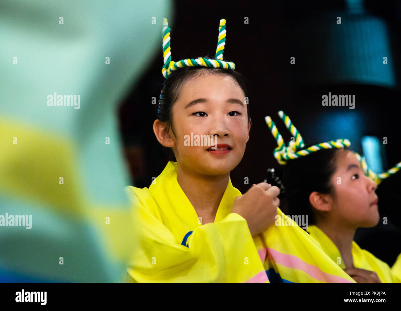 Japanese children during the Koenji Awaodori dance summer street ...