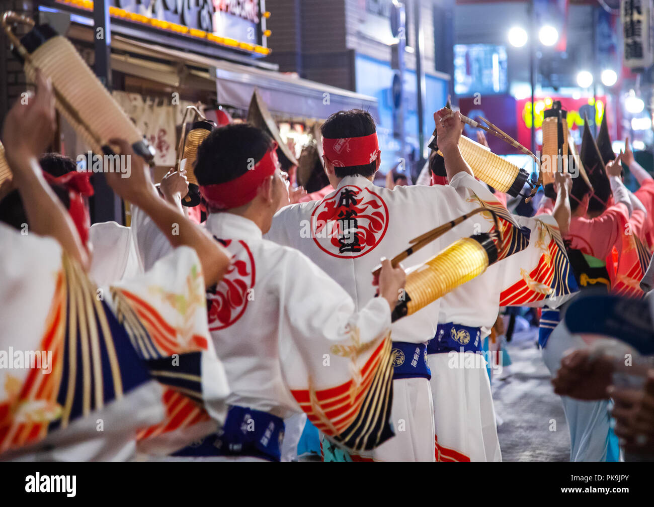 Japanese dancers during the Koenji Awaodori dance summer street ...