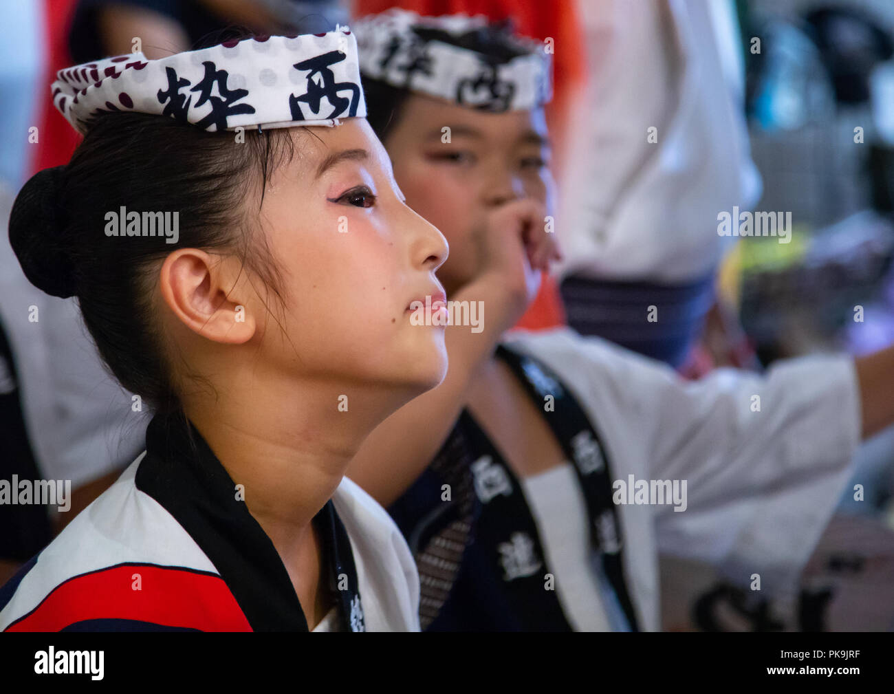 Japanese children during the Koenji Awaodori dance summer street ...