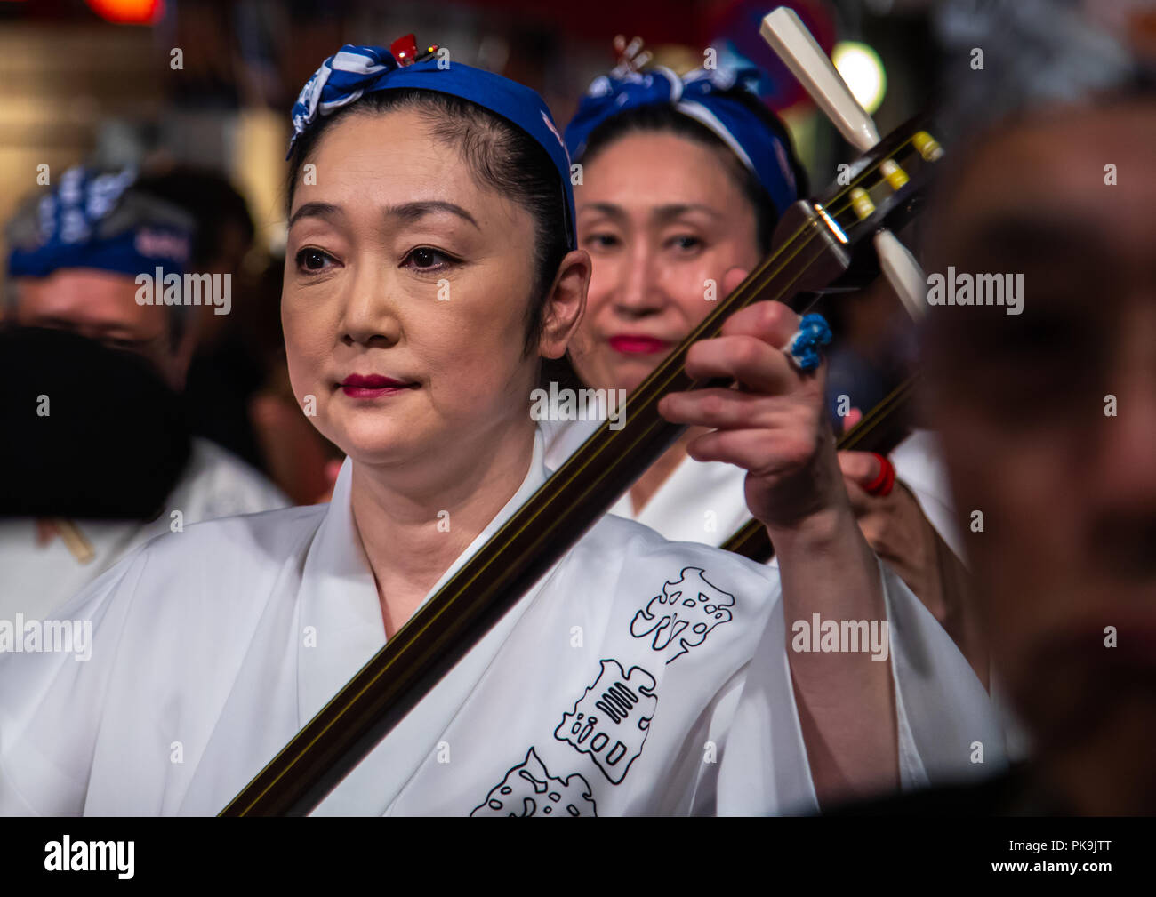 Japanese musicians during the Koenji Awaodori dance summer street ...