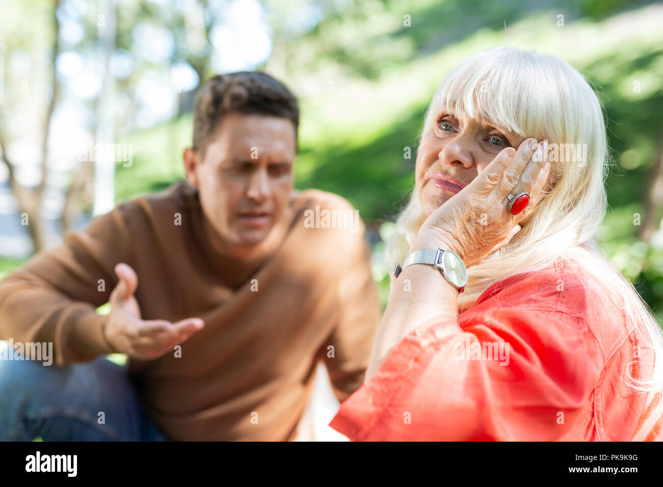 Portrait of emotional woman that being irritated Stock Photo - Alamy