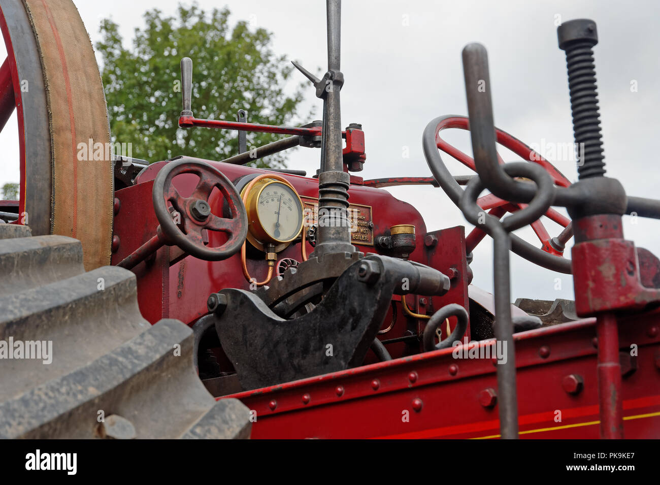 Close up detail of a vintage steam traction engine built in the UK in ...
