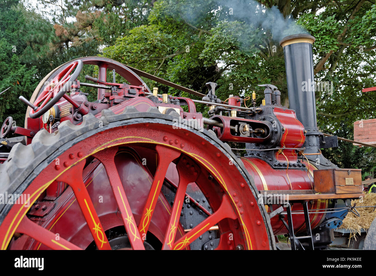 Close up detail of a vintage steam traction engine built in the UK in ...