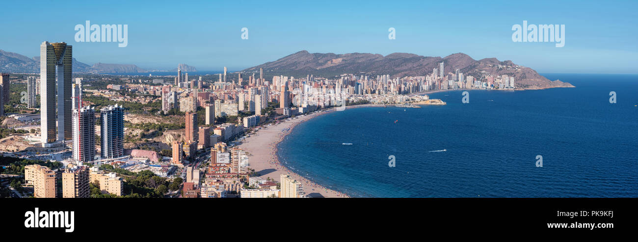 Skyline panorama of Benidorm city, Alicante province, Spain Stock Photo ...