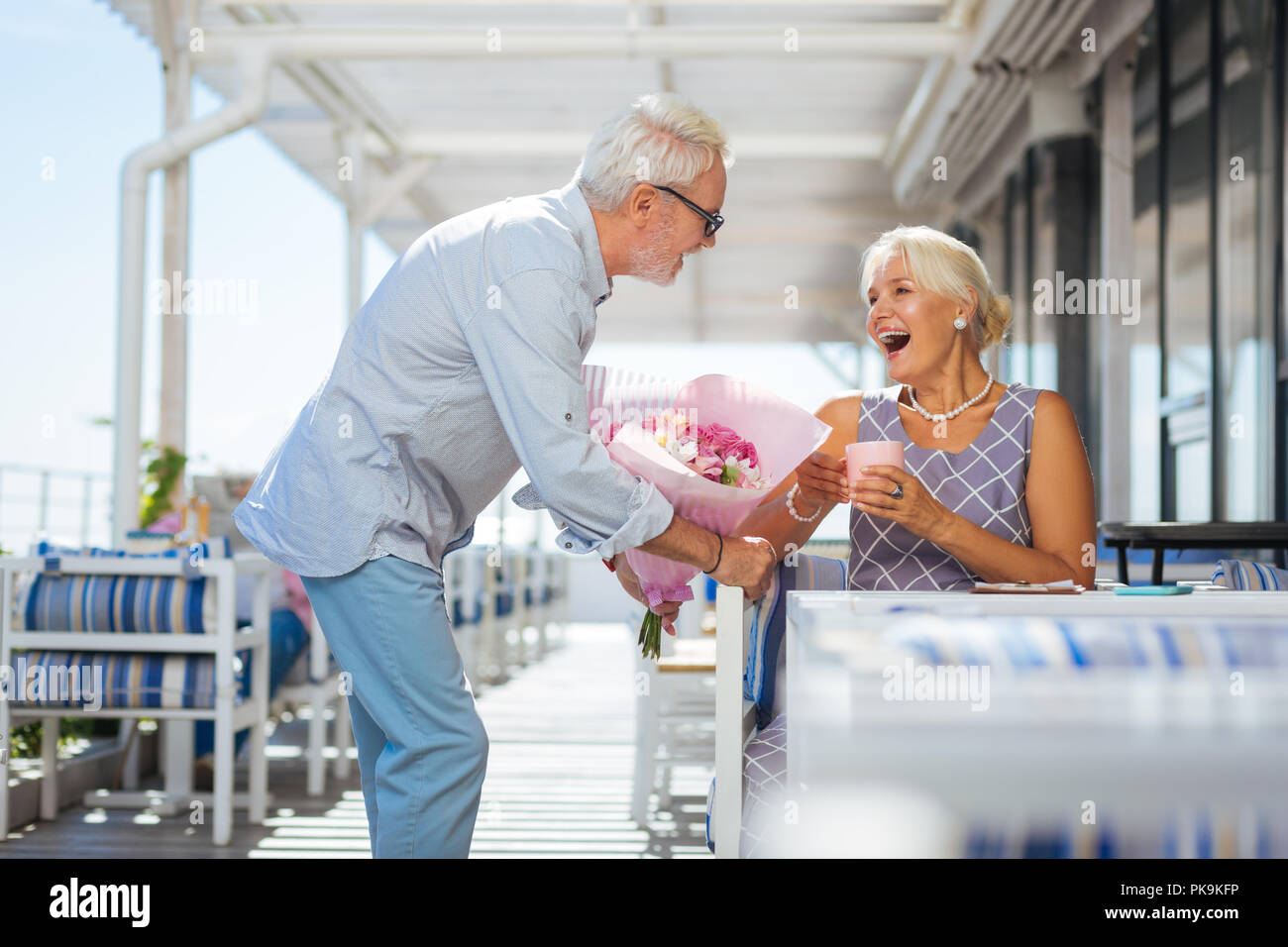 Woman menu surprise hi-res stock photography and images - Alamy
