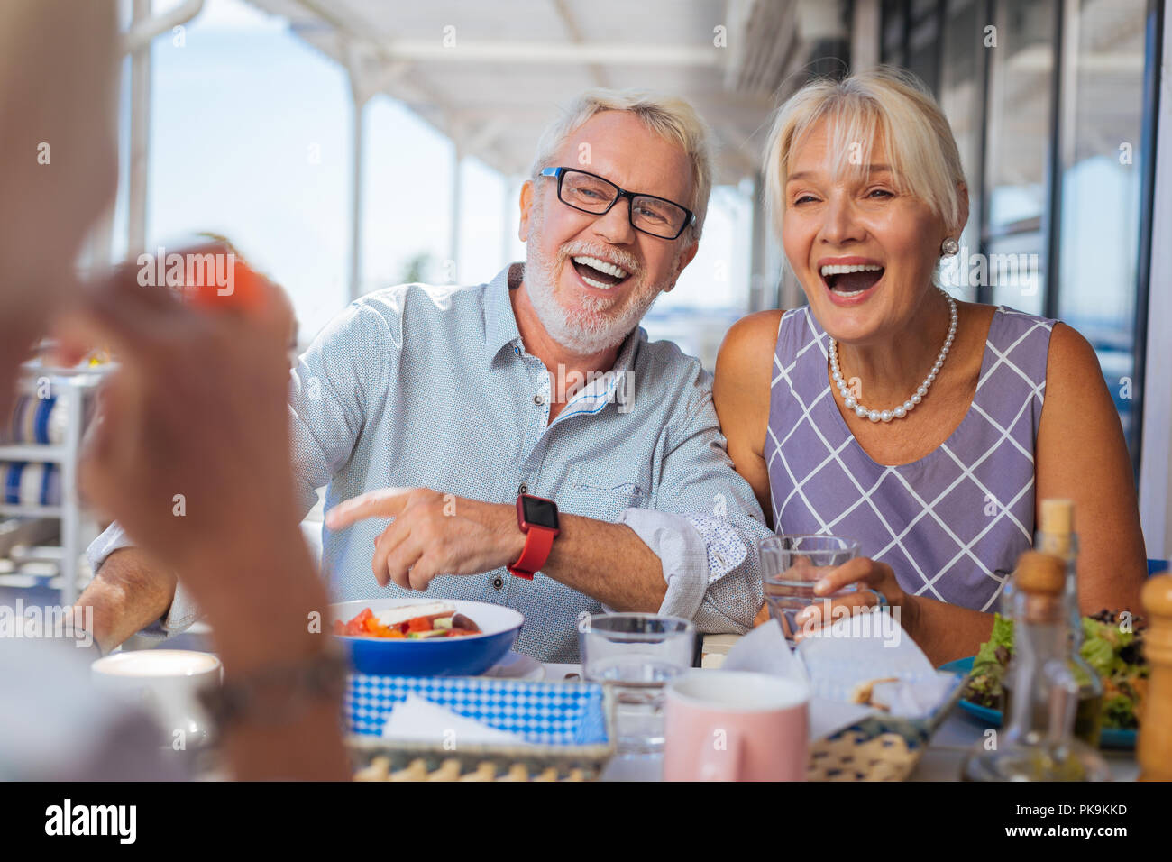 Happy joyful elderly people being in a great mood Stock Photo - Alamy