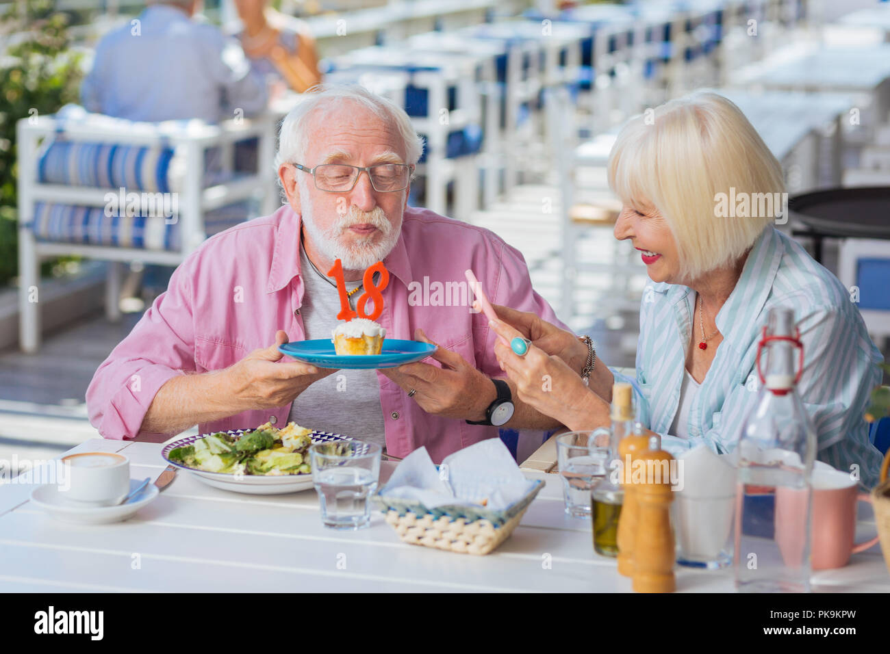 Mature woman taking birthday hi-res stock photography and images - Alamy