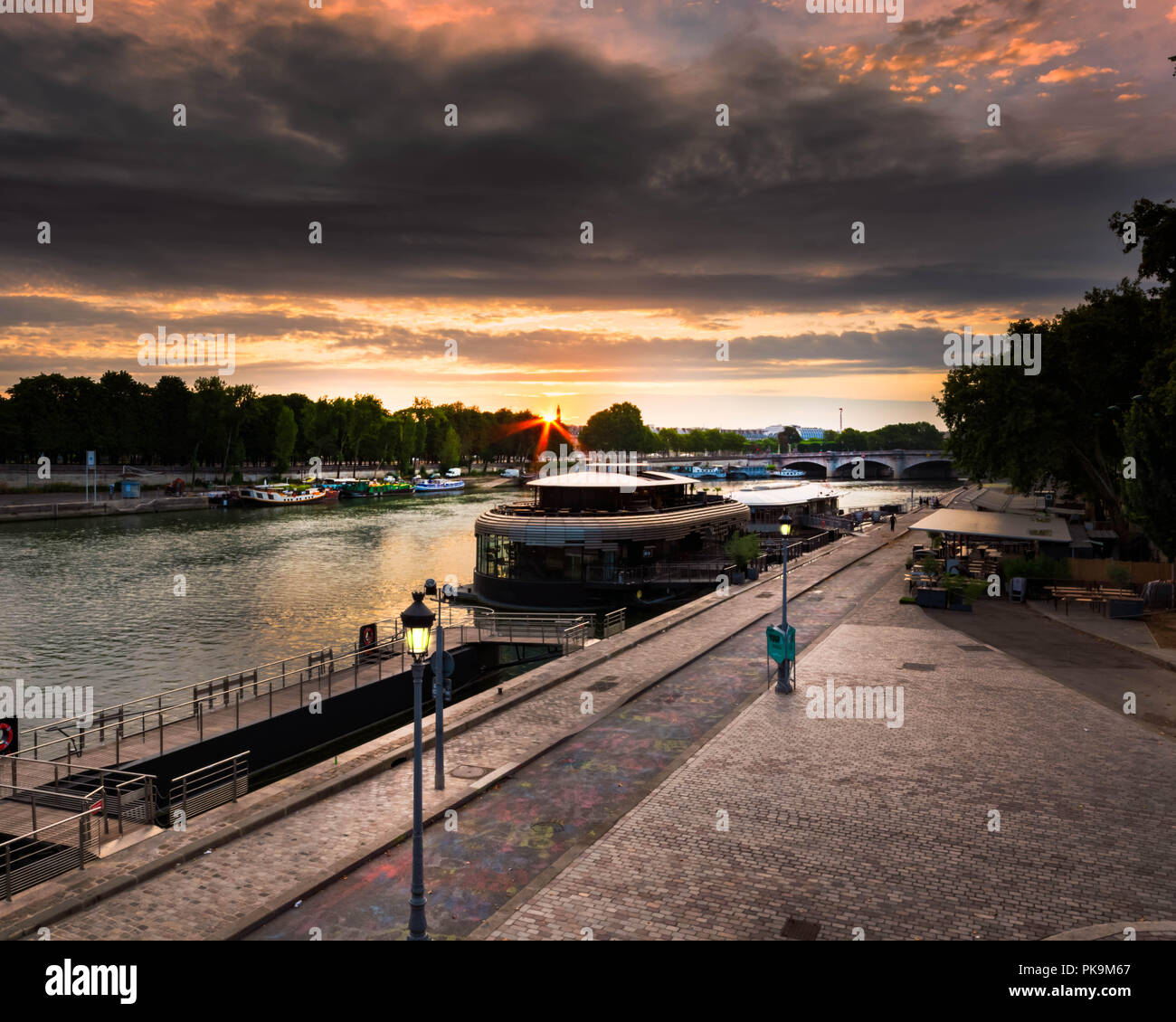 Beautiful sunrise in paris with sun spike , Paris,France Stock Photo ...