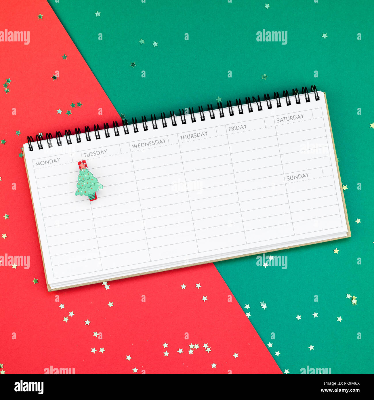 Creative New Year or Christmas timetable event planner mockup flat lay ...