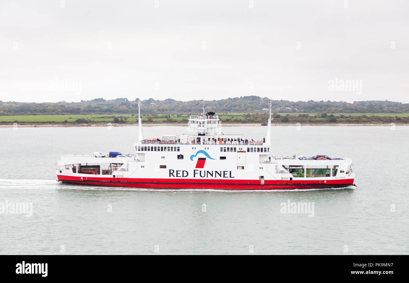 The Red Funnel ferry Red Falcon departs Southampton. Red Funnel is a ...