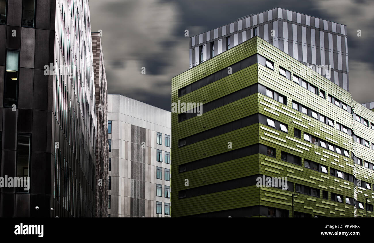 Buildings in Newcastle city centre with Photoshopped effects Stock ...