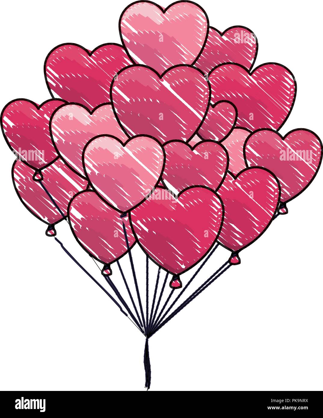 Heart shaped balloons scribble Stock Vector Image & Art - Alamy