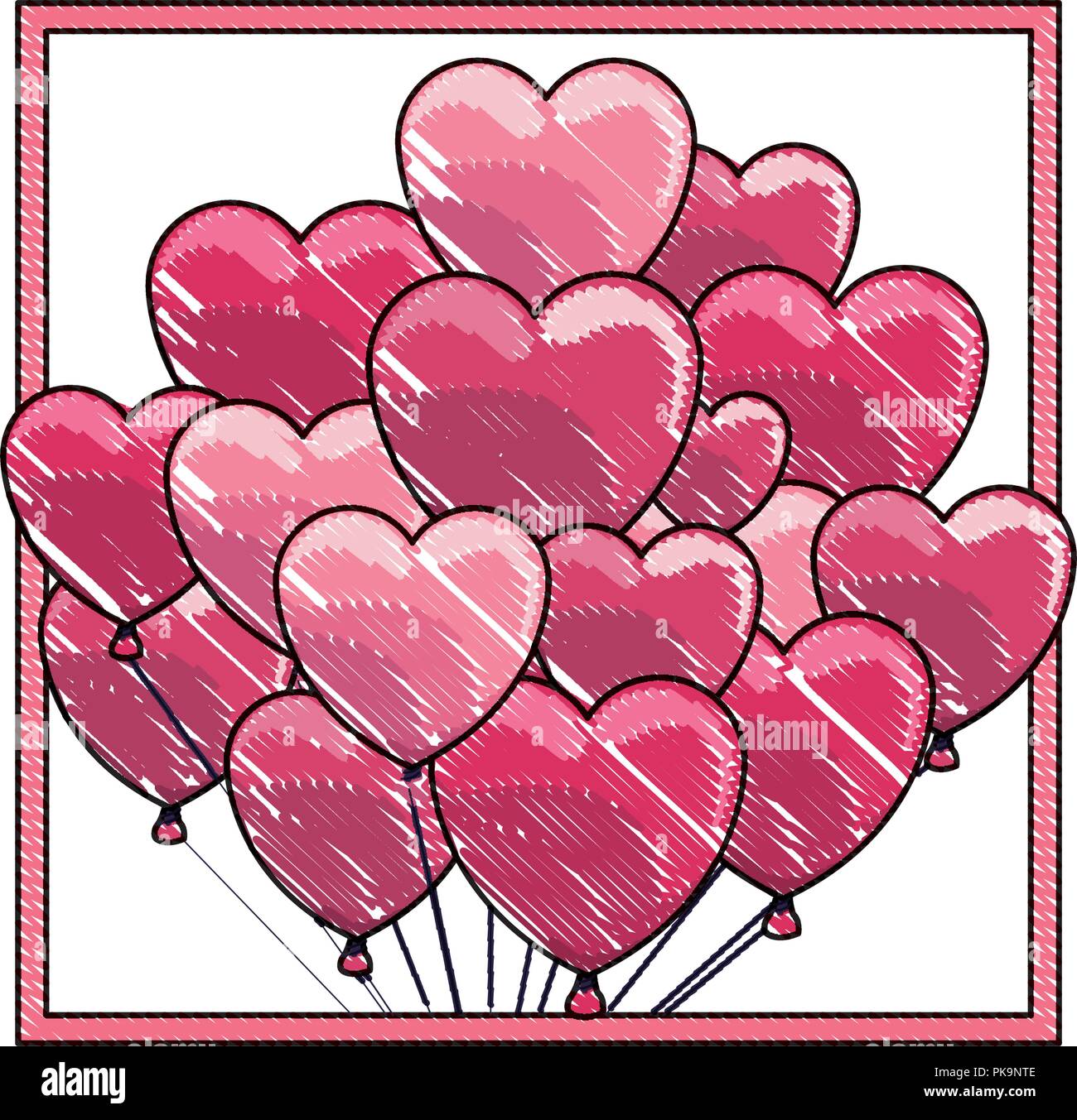 Heart shaped balloon on frame scribble Stock Vector Image & Art - Alamy