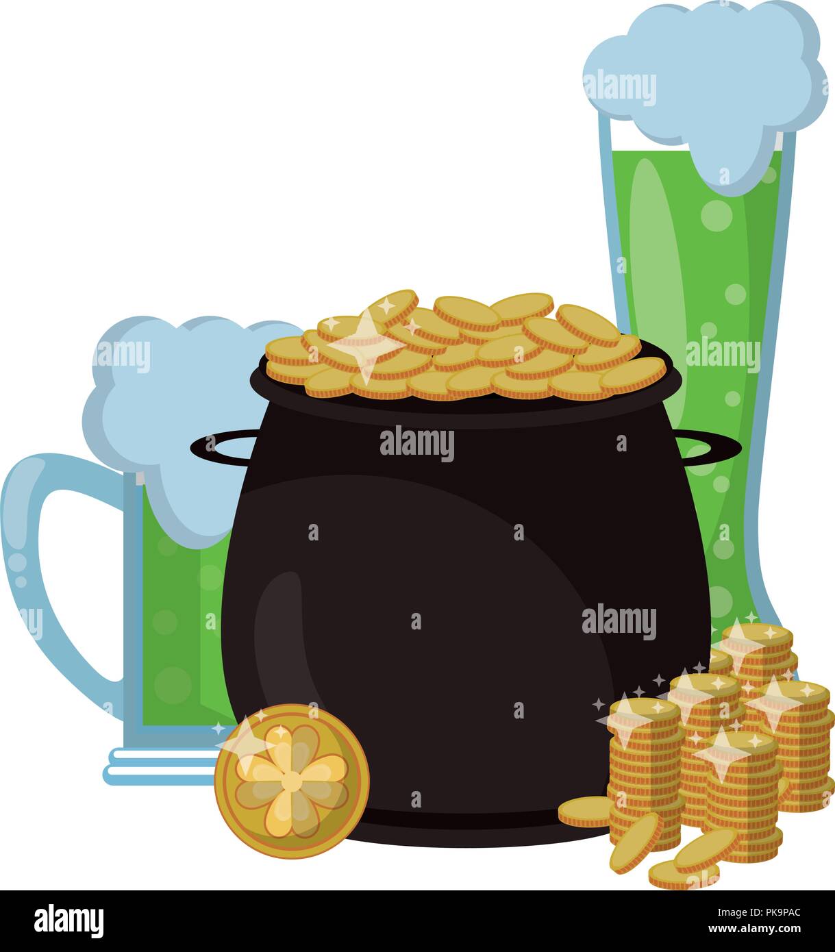 Pot coins and beers Stock Vector Image & Art - Alamy