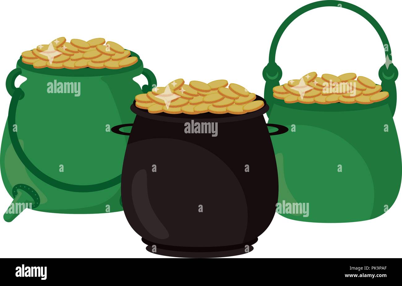 Set of pot with coins Stock Vector Image & Art - Alamy