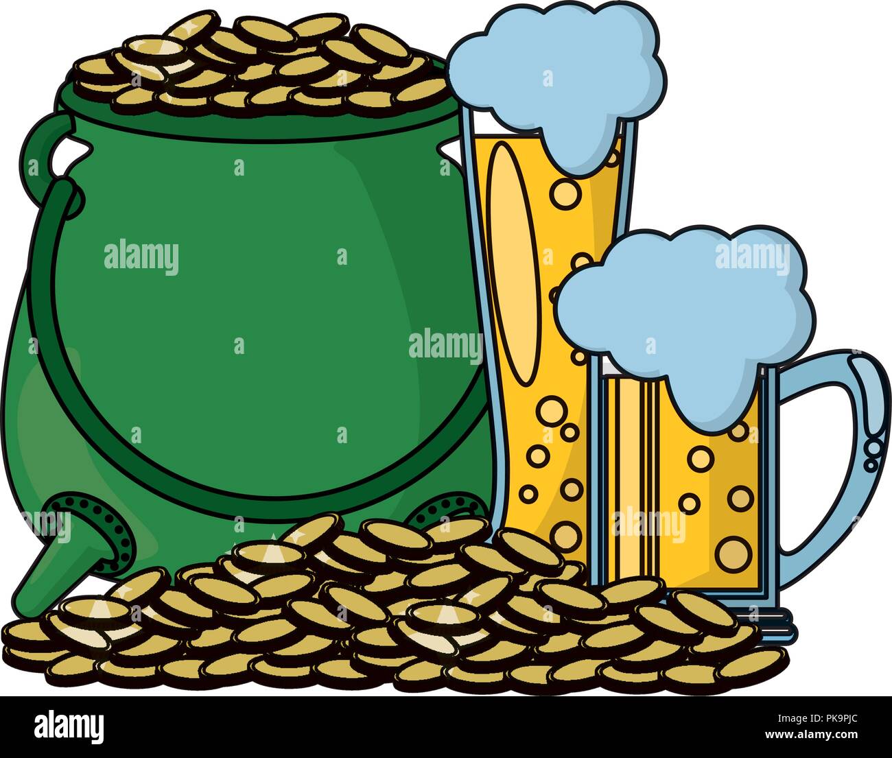 Pot coins with beers Stock Vector Image & Art - Alamy