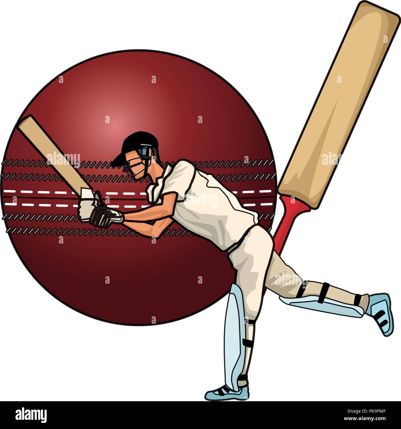 Cricket player with ball and bat Stock Vector Image & Art - Alamy