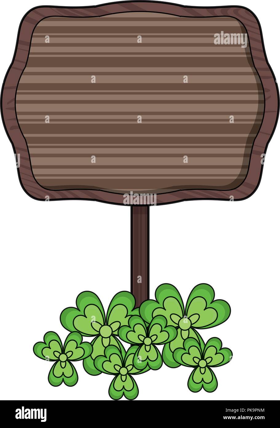 Wooden sign and clover leaves Stock Vector Image & Art - Alamy